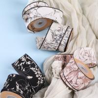 China Ink wash mountain and river printing ribbon hair accessory material gift flower packaging straw hat super fairy ribbon bow ribbon for sale