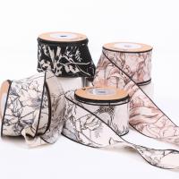 China Ink wash mountain and river printing ribbon hair accessory material gift flower packaging straw hat super fairy ribbon bow ribbon for sale