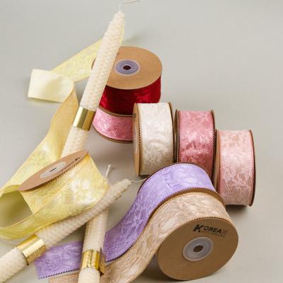 China Double layered lace with polyester embroidery pattern on the tooth edge, DIY bow hair accessories, flower shop, flower packaging, top hat for sale