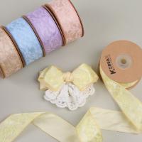 China Double layered lace with polyester embroidery pattern on the tooth edge, DIY bow hair accessories, flower shop, flower packaging, top hat for sale