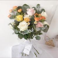 China 20 thickened OPPs of the popular dust-proof water transparent flower wrapping paper with English letters and glass paper for rose bouquets for sale