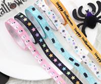 China 10mm New Product Halloween Scene Atmosphere Pumpkin Ghost Spider Candy Trick Maker Ribbon Atmosphere Decorative Ribbon for sale