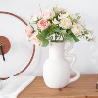 China Simulated Pomegranate Rose Finished Bouquet Ins Style Home Decoration Artificial Flowers Wedding Scene Decoration for sale