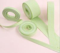 China Grid pressed fabric ribbon, small grid woven ribbon, handmade DIY bow tie, hair accessory, bow tie, clothing, cotton fabric ribbon for sale