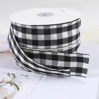 China Simple black and white large grid packaging ribbon bow jacquard ribbon cake ribbon decorative ribbon spot wholesale for sale