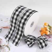 China Simple black and white large grid packaging ribbon bow jacquard ribbon cake ribbon decorative ribbon spot wholesale for sale