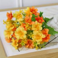 China Simulated flower, small daisy, jumping orchid, artificial fake flower, 28 heads, garden home decoration, silk flower, outdoor project, small wild chrysanthemum for sale