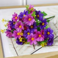 China Simulated flower, small daisy, jumping orchid, artificial fake flower, 28 heads, garden home decoration, silk flower, outdoor project, small wild chrysanthemum for sale