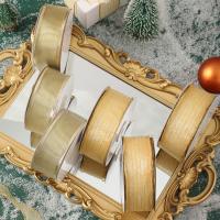 China Polyester Christmas Ribbon for Baking Packaging 4cm/25m Metal Wire Edge Gift Packaging Ribbon Net Snow Ribbon Decoration Ribbon for sale