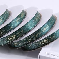 China 2cm green ribbon gift box packaging flower cake ribbon BESTWISHES hot stamping gift ribbon for sale