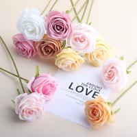 China Cross border simulation artificial simulation rose single branch rose flower artificial flower silk flower home decoration flower for sale