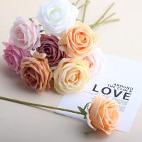China Cross border simulation artificial simulation rose single branch rose flower artificial flower silk flower home decoration flower for sale