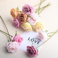 China Cross border simulation artificial simulation rose single branch rose flower artificial flower silk flower home decoration flower for sale