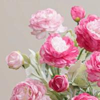 China Three flocking lotus artificial flowers, peony furniture, living room and dining table decoration, artificial flowers, artificial flower ornaments, living room for sale