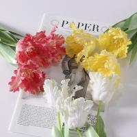 China 3D printed single-branch parrot tulip with teeth, artificial flower with a moisturizing touch, artificial flower garden engineering bouquet for sale