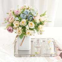 China Simulated Pomegranate Rose Finished Bouquet Ins Style Home Decoration Artificial Flowers Wedding Scene Decoration Cross border Hot Selling for sale