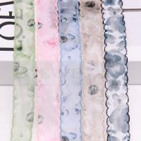China Manufacturer's spot 2.5-5cm double ear lace chiffon printed ribbon Chinese style hair accessories headwear DIY silk ribbon for sale