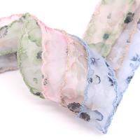China Manufacturer's spot 2.5-5cm double ear lace chiffon printed ribbon Chinese style hair accessories headwear DIY silk ribbon for sale