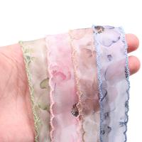 China Manufacturer's spot 2.5-5cm double ear lace chiffon printed ribbon Chinese style hair accessories headwear DIY silk ribbon for sale