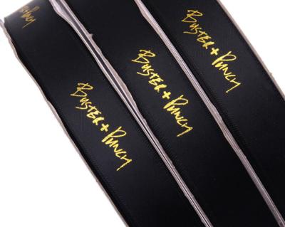 China 6-point black double-sided polyester ribbon with hot stamping printing ribbon gift box packaging with hot stamping printing ribbon for sale