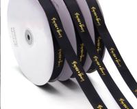 China 6-point black double-sided polyester ribbon with hot stamping printing ribbon gift box packaging with hot stamping printing ribbon for sale