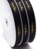 China 6-point black double-sided polyester ribbon with hot stamping printing ribbon gift box packaging with hot stamping printing ribbon for sale