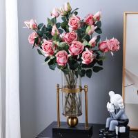 China Real bouquet, living room, TV cabinet, decorative vase, floral arrangement set, simulated flower decoration, Bulgarian moisturizing rose for sale
