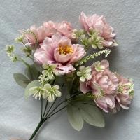 China New 6-head Popo Peony Simulated Bouquet Wedding Roadguide Set Fake Flowers Home Photography Props Hand Industrial silk flower for sale