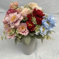 China New 6-head Popo Peony Simulated Bouquet Wedding Roadguide Set Fake Flowers Home Photography Props Hand Industrial silk flower for sale