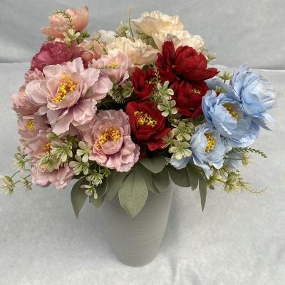 China New 6-head Popo Peony Simulated Bouquet Wedding Roadguide Set Fake Flowers Home Photography Props Hand Industrial silk flower for sale