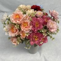 China New 6-head Popo Peony Simulated Bouquet Wedding Roadguide Set Fake Flowers Home Photography Props Hand Industrial silk flower for sale