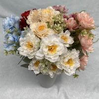 China New 6-head Popo Peony Simulated Bouquet Wedding Roadguide Set Fake Flowers Home Photography Props Hand Industrial silk flower for sale