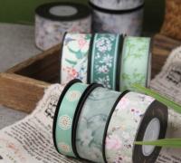 China National Style Gentleman Series Bird Song Flower Fragrance Flower Printing Ribbon DIY Bow Clothing Hair Accessories Packaging Ribbon for sale