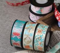 China National Style Gentleman Series Bird Song Flower Fragrance Flower Printing Ribbon DIY Bow Clothing Hair Accessories Packaging Ribbon for sale