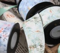 China National Style Gentleman Series Bird Song Flower Fragrance Flower Printing Ribbon DIY Bow Clothing Hair Accessories Packaging Ribbon for sale
