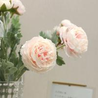 China High-end ins Nordic style flocking 3-head thousand-shaped lotus artificial flower home living room decoration artificial flower wholesale for sale