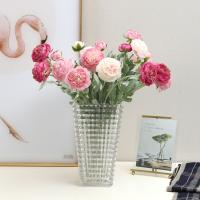 China High-end ins Nordic style flocking 3-head thousand-shaped lotus artificial flower home living room decoration artificial flower wholesale for sale