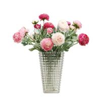 China High-end ins Nordic style flocking 3-head thousand-shaped lotus artificial flower home living room decoration artificial flower wholesale for sale