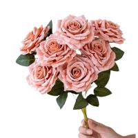 China Simulated Flower 7-Head Cappuccino Silk Flower Simulated Rose Bundle Rose Wedding Fake Flower Decoration Flower Simulated Fake Flower for sale
