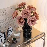 China Simulated Flower 7-Head Cappuccino Silk Flower Simulated Rose Bundle Rose Wedding Fake Flower Decoration Flower Simulated Fake Flower for sale