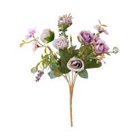 China Rose beads, small bouquets, single artificial flowers, artificial flowers, green plants, living room silk flowers, decorative flowers, ornaments and flowers for sale