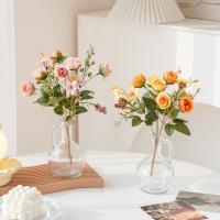China Rose beads, small bouquets, single artificial flowers, artificial flowers, green plants, living room silk flowers, decorative flowers, ornaments and flowers for sale