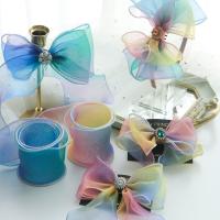 China Korean imported rainbow grilled edge fungus rolled edge yarn handmade DIY jewelry hair clip bow ribbon children's headwear for sale