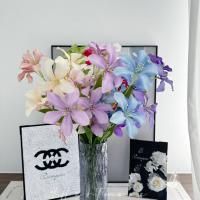 China 7-head artificial flame orchid, artificial Bauhinia, home decoration, artificial orchid, wedding shooting and decoration, artificial flower for sale