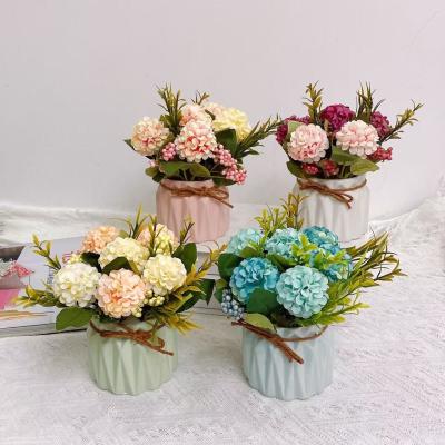 China Wholesale of artificial flowers, hydrangea potted plants, decorative items for living rooms and dining rooms, artificial flowers, green plants, potted plants, and table decorations for sale