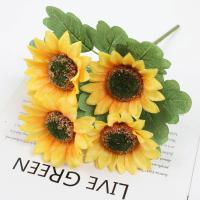 China Sunflower simulation flower countryside style sunflower home hotel wedding silk flower decoration ornament outdoor bouquet wholesale for sale