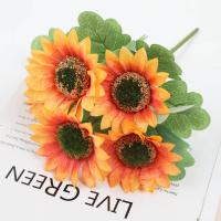 China Sunflower simulation flower countryside style sunflower home hotel wedding silk flower decoration ornament outdoor bouquet wholesale for sale