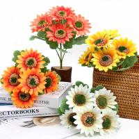 China Sunflower simulation flower countryside style sunflower home hotel wedding silk flower decoration ornament outdoor bouquet wholesale for sale
