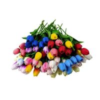 China In stock, we offer high-end tulip bouquets, PU artificial flower ornaments, tulip artificial flowers for home decoration, and silk flower imitations for sale