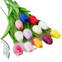 China In stock, we offer high-end tulip bouquets, PU artificial flower ornaments, tulip artificial flowers for home decoration, and silk flower imitations for sale